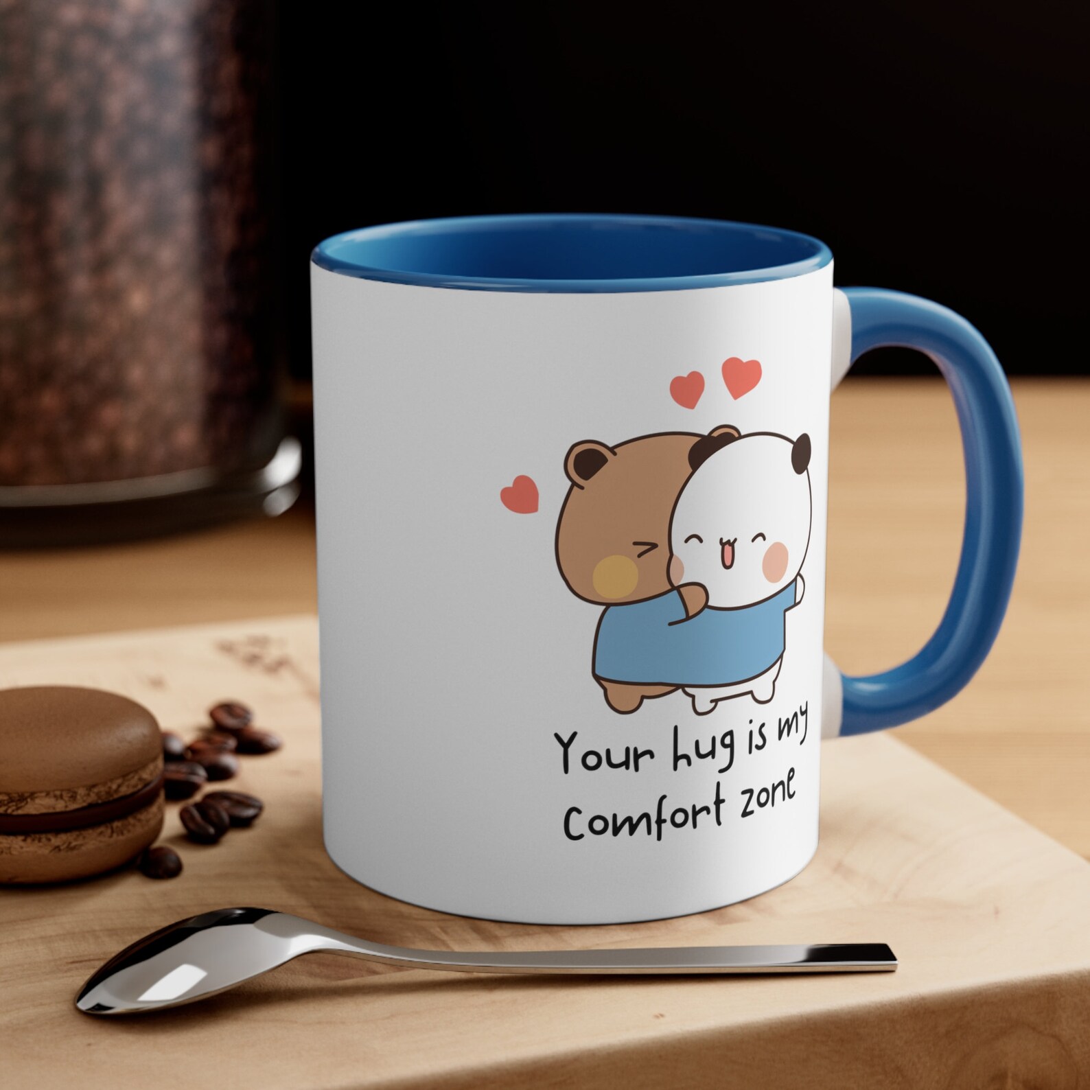 Personalized Comfy Cuddle Hugging Bubu and Dudu Mug, Bear Panda Coffee ...
