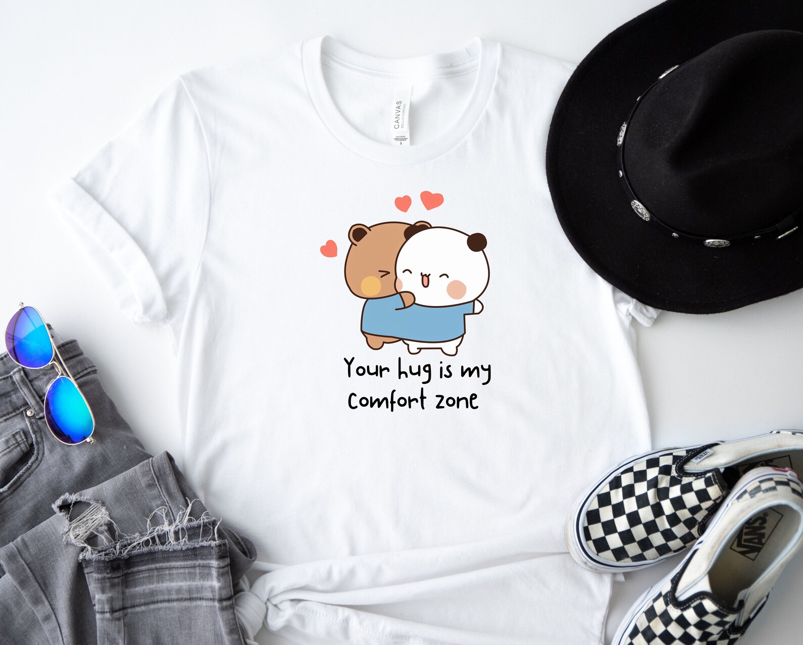 Comfy Cuddle Hugging Bubu and Dudu Shirt, Bear and Panda, Gift for Her ...