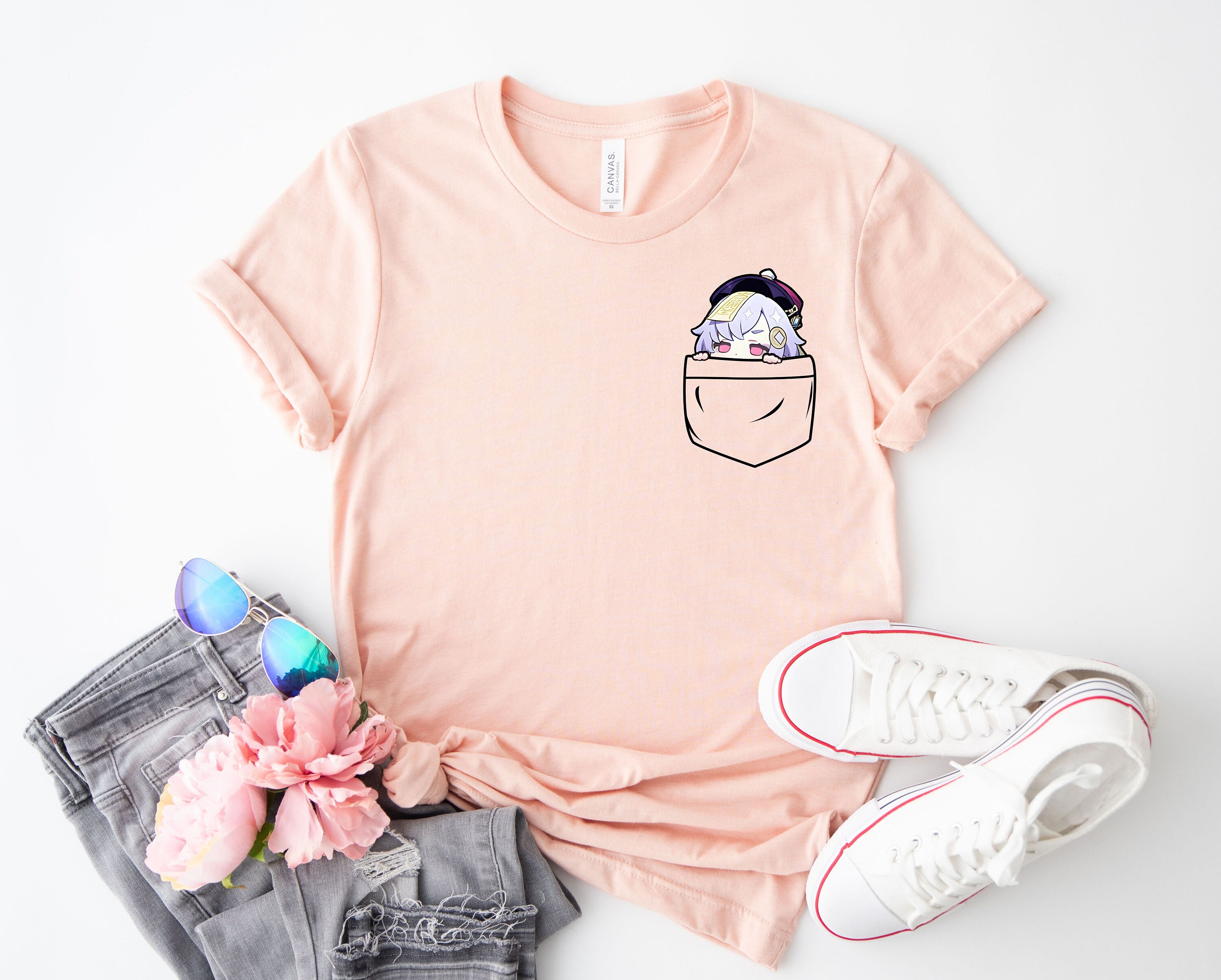 Qiqi Pocket Shirt, Genshin Impact Shirt, Genshin Impact Emote, Genshin ...