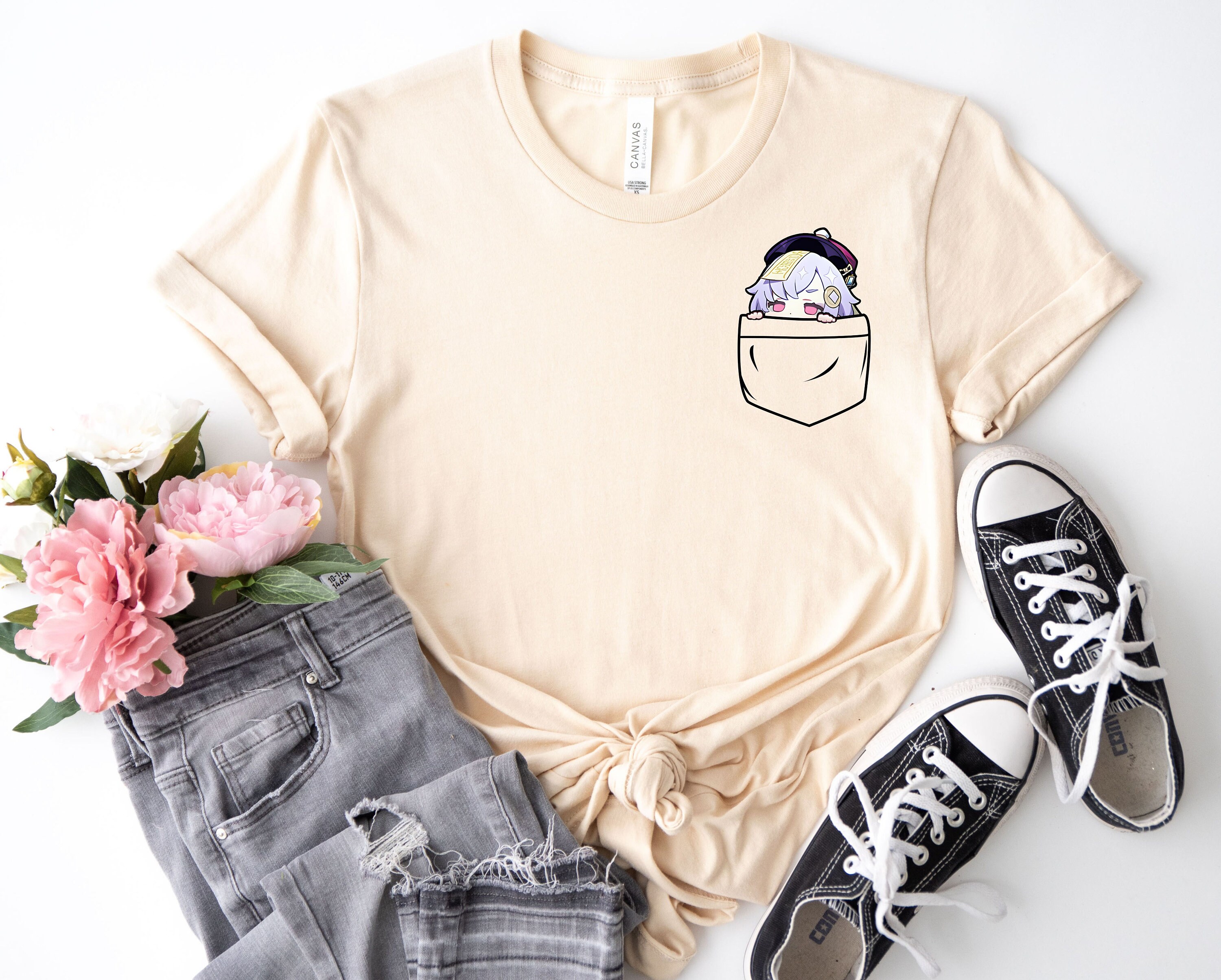 Qiqi Pocket Shirt, Genshin Impact Shirt, Genshin Impact Emote, Genshin ...