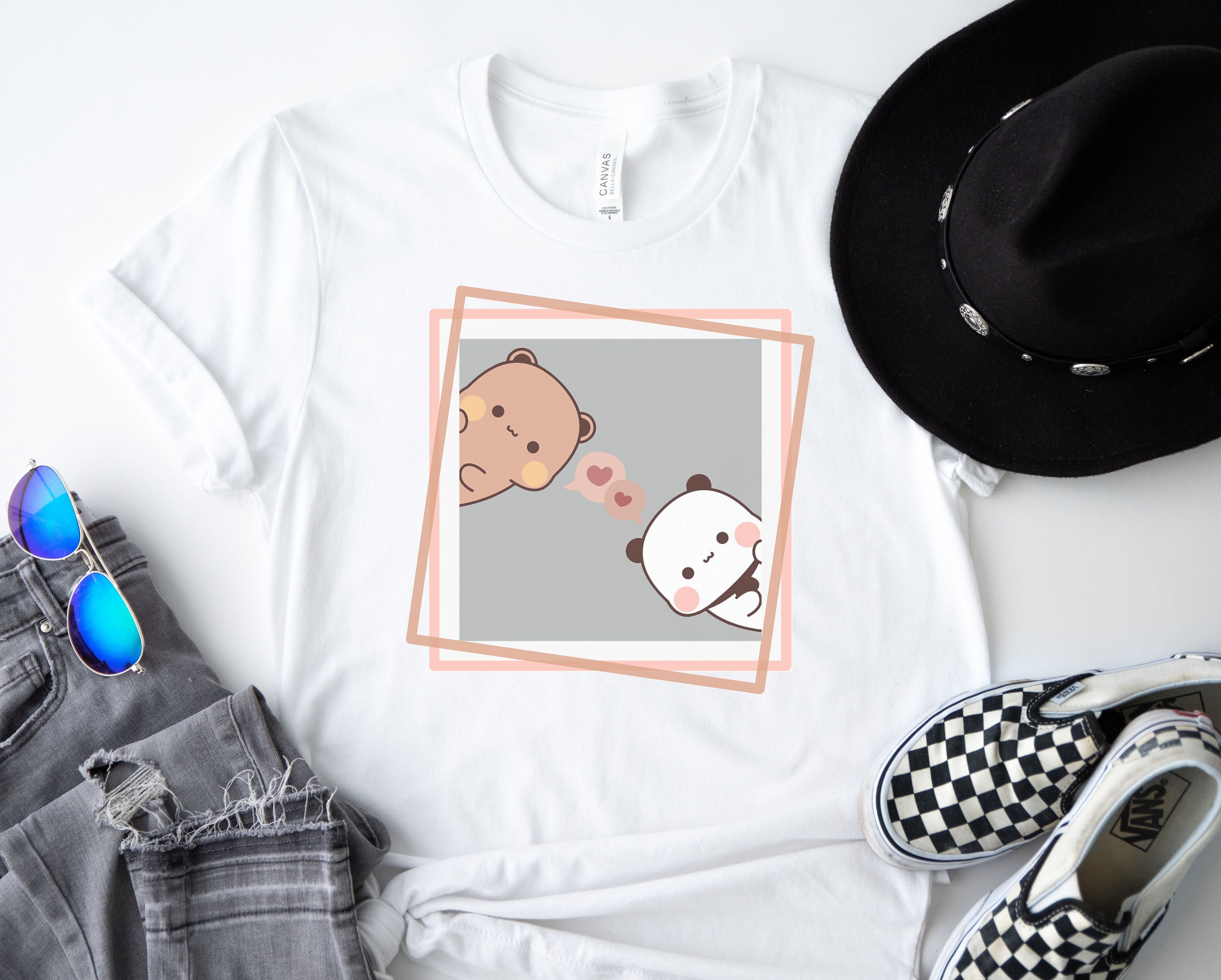 Hello Greeting Bubu and Dudu Shirt, Cute Kawaii Shirt, Panda Bear, Bubu ...