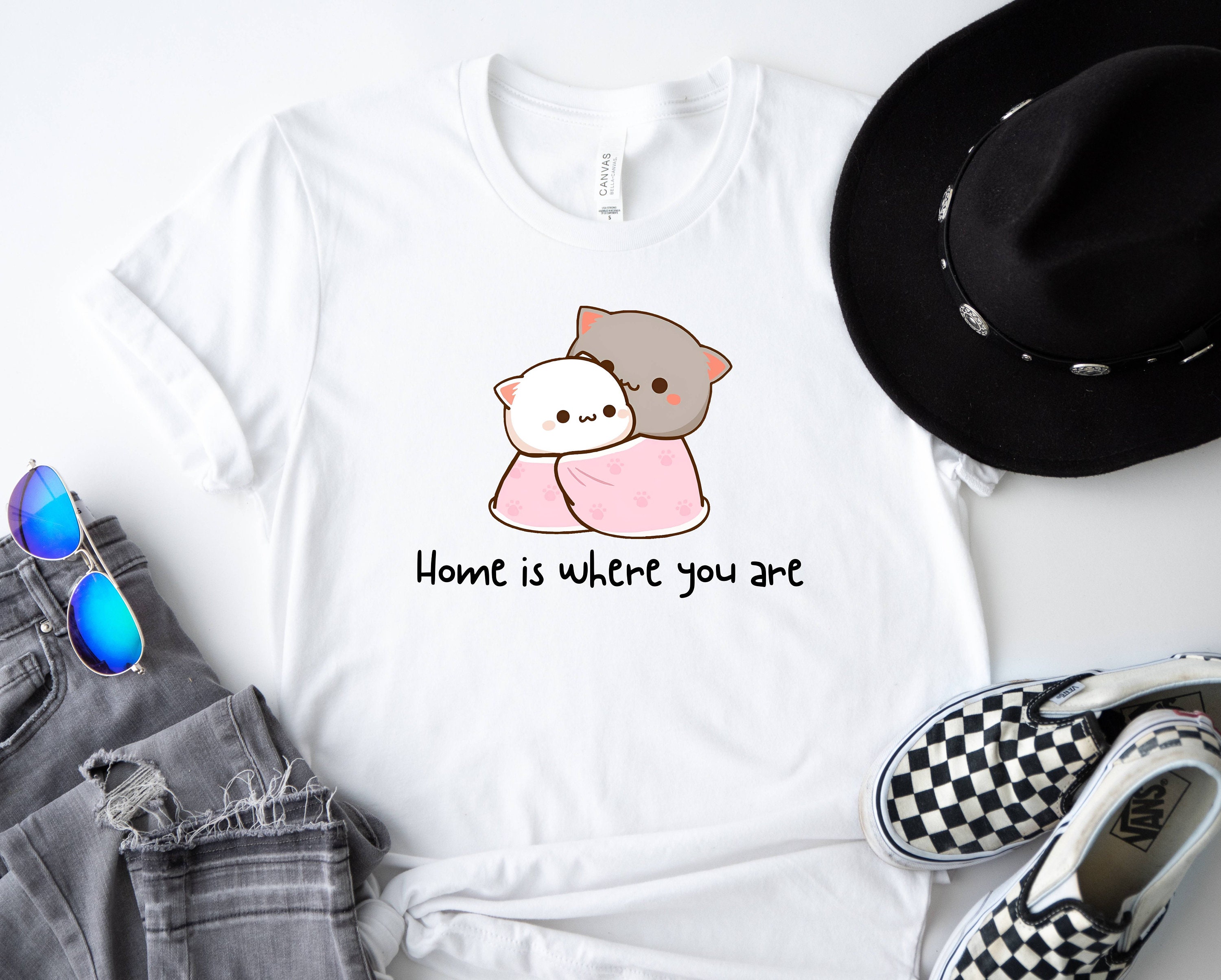 Comfy Cuddle Peach and Goma Shirt, Mochi Peach Cat, Peach Goma, Gift ...