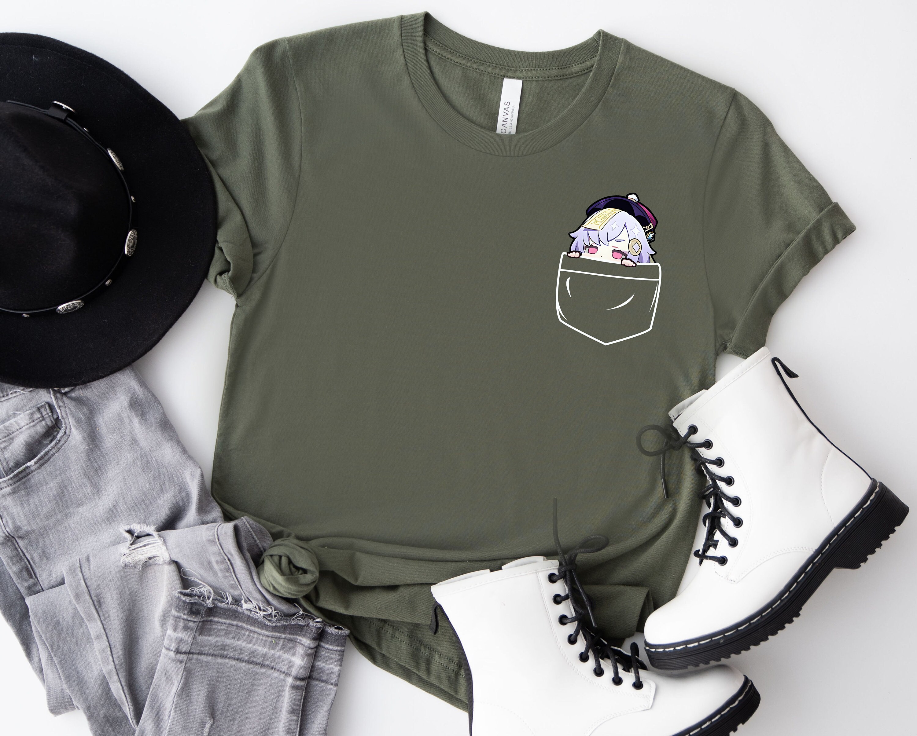 Qiqi Pocket Shirt, Genshin Impact Shirt, Genshin Impact Emote, Genshin ...