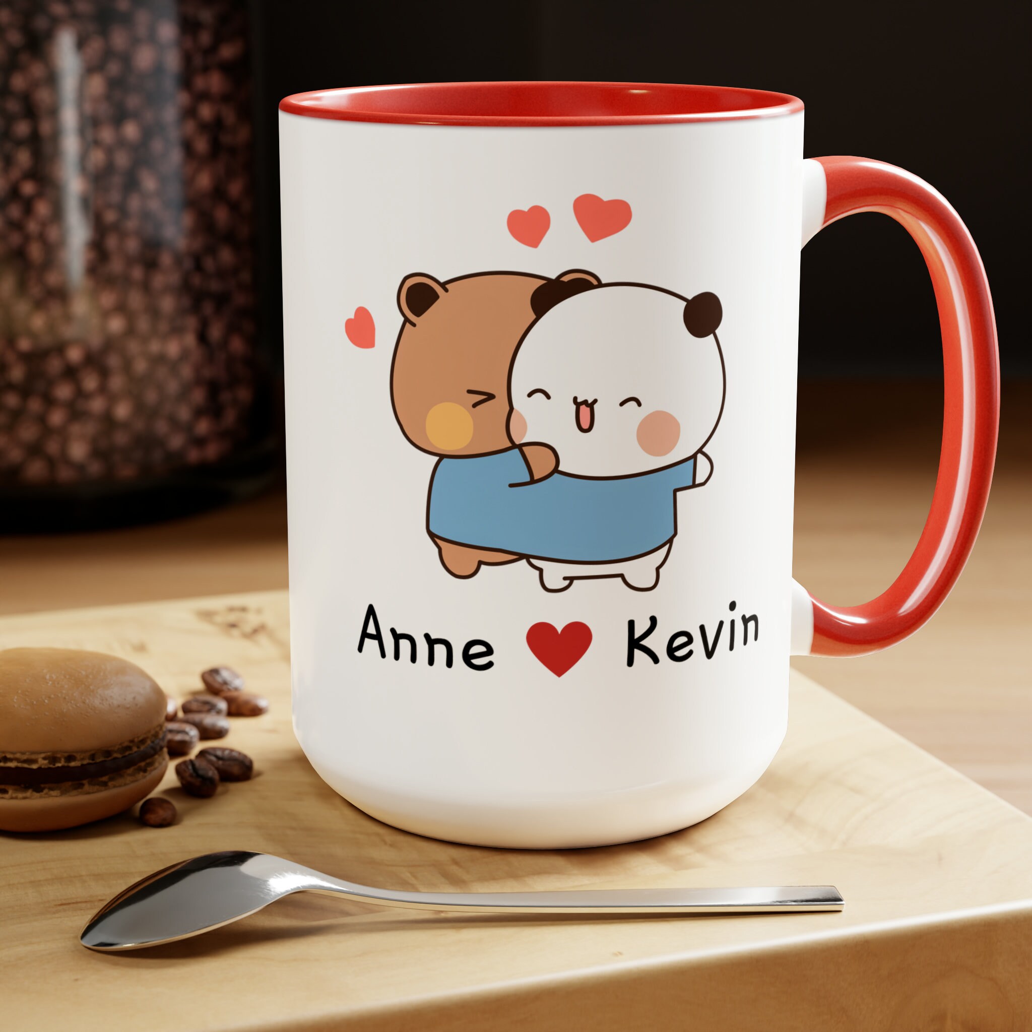 Personalized Comfy Cuddle Hugging Bubu and Dudu Mug, Bear Panda Coffee ...