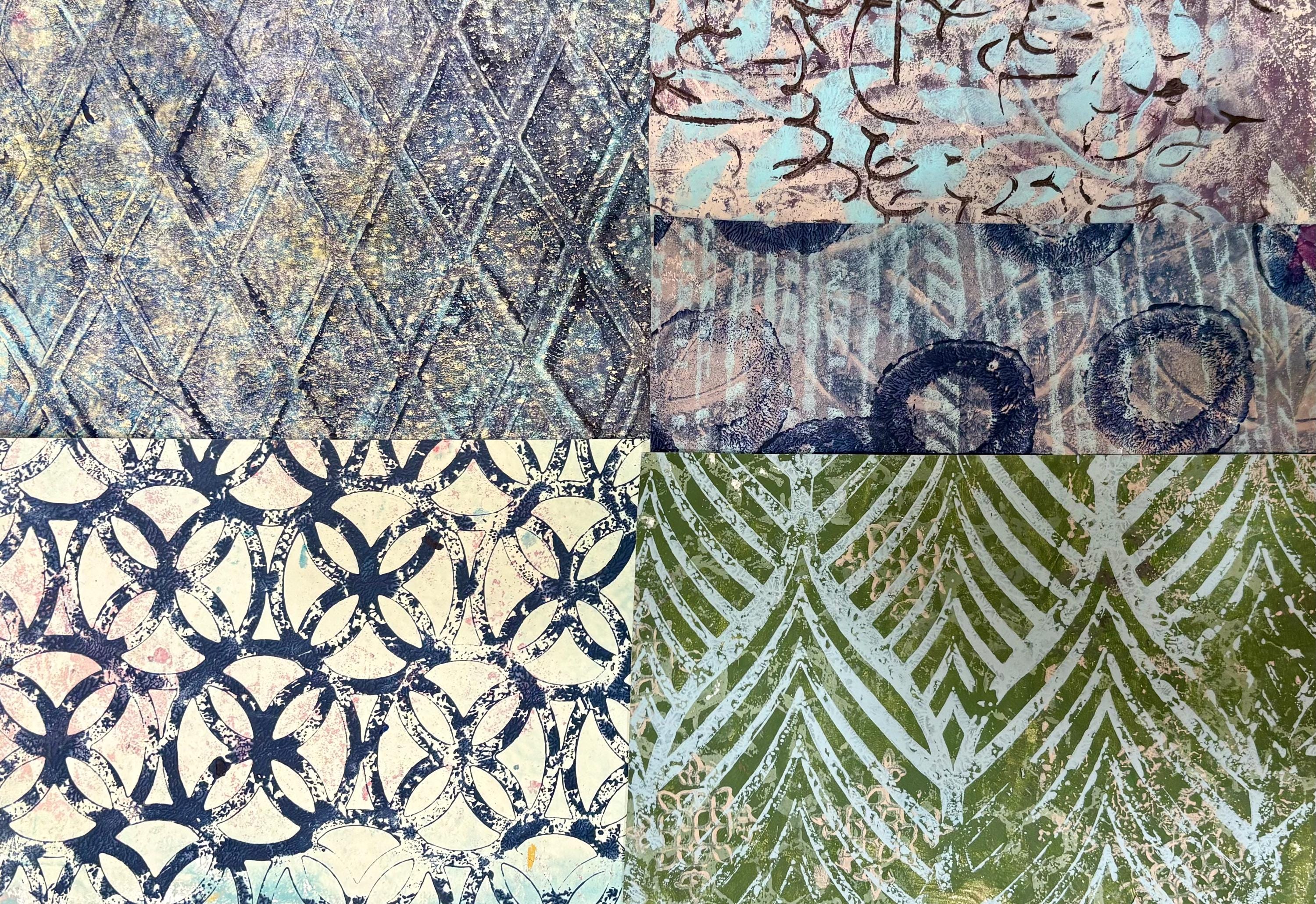 Assorted Blue Gelli Plate Handmade Papers for Use in Collages, Art ...