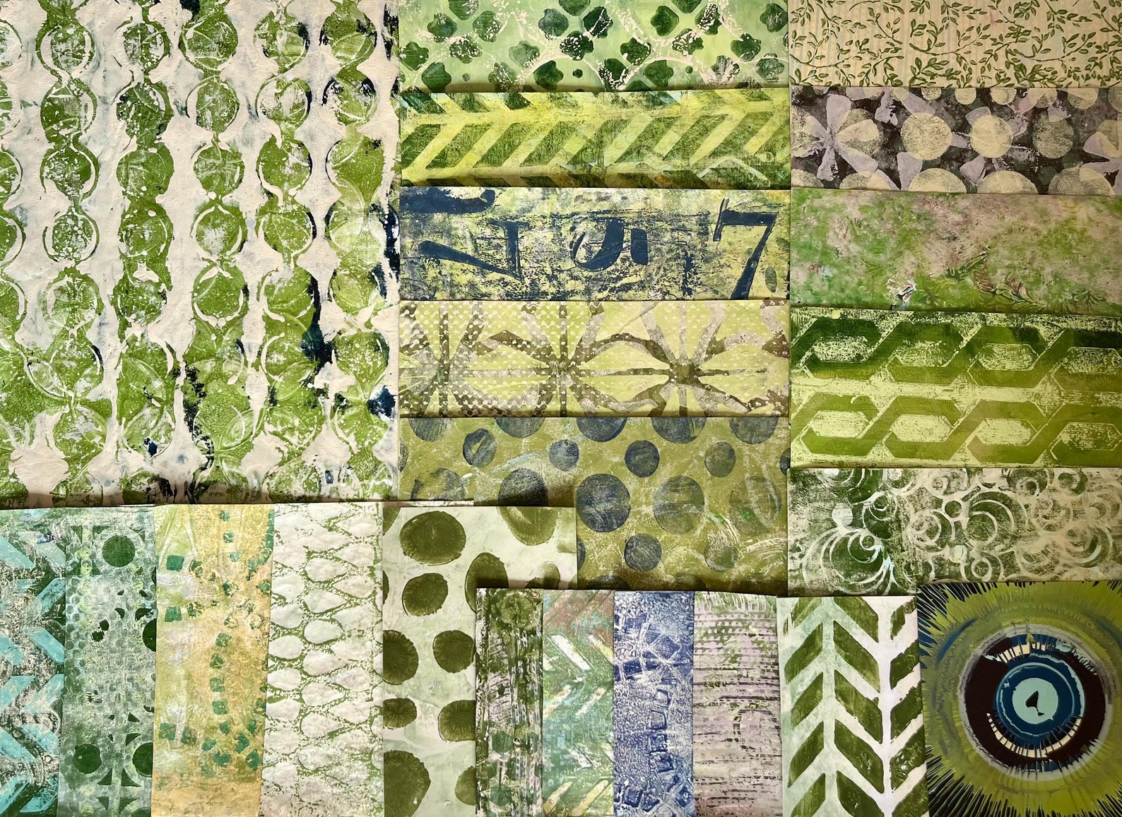 Assorted Green Gelli Plate Handmade Hand Painted Papers for Use in ...