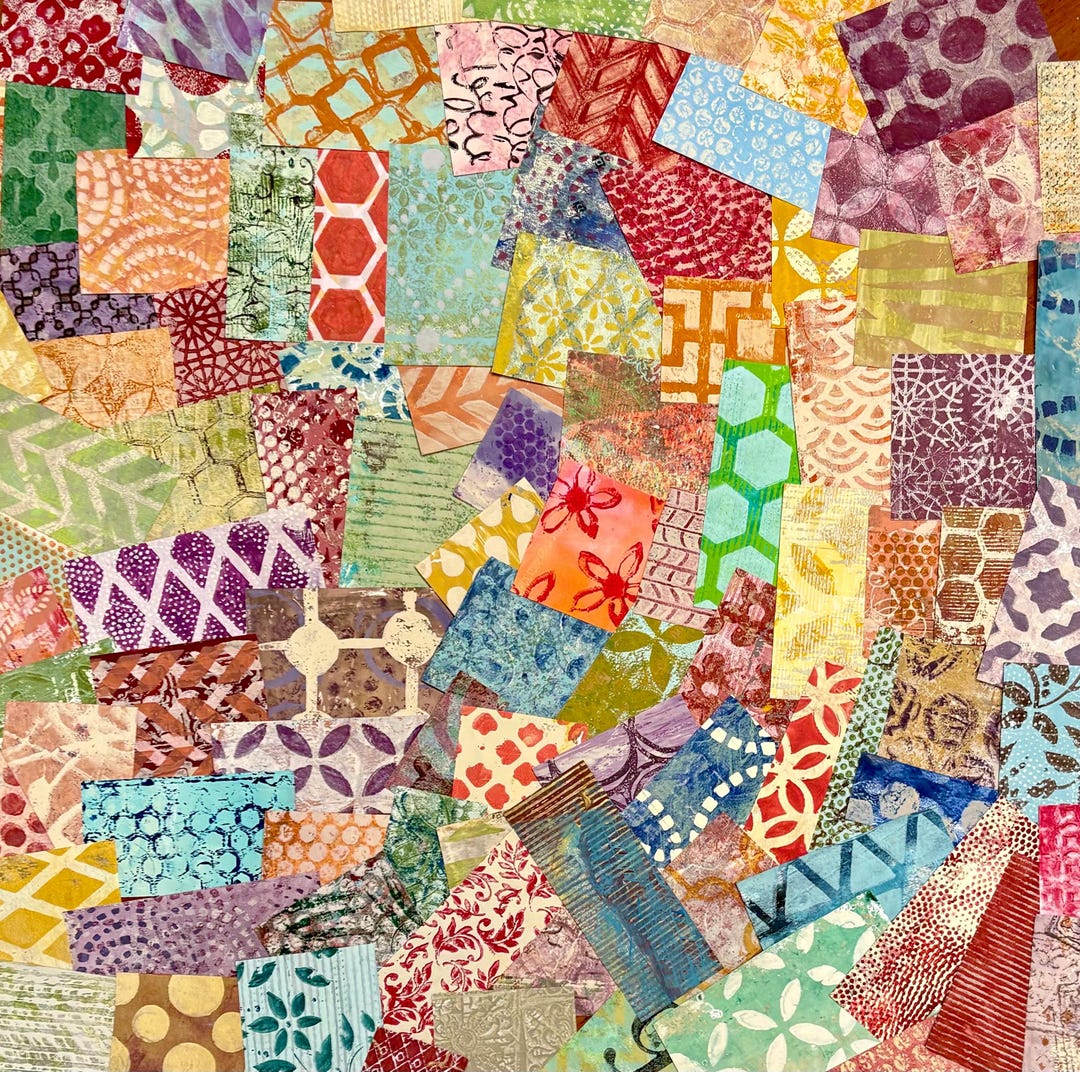 100 Mini Gelli Plate Print Paper Pieces: Mixed Media Collage Grab Bag ...