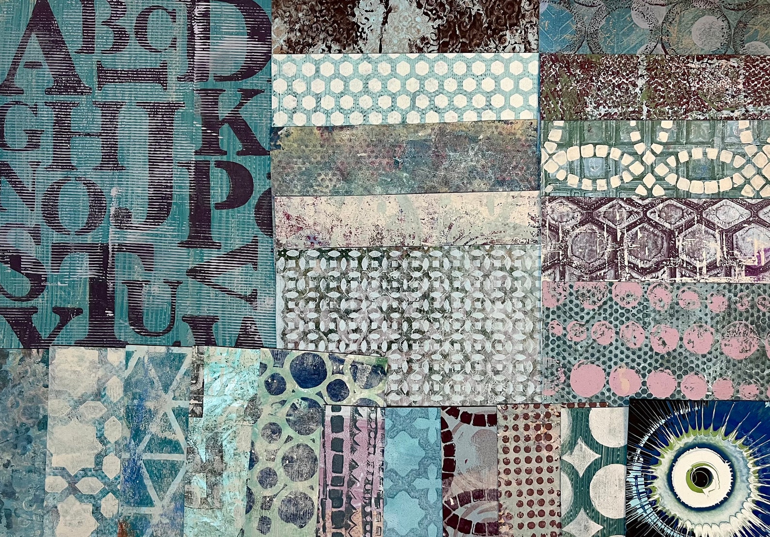 Assorted Blue Gelli Plate Handmade Papers for Use in Collage, Mixed ...