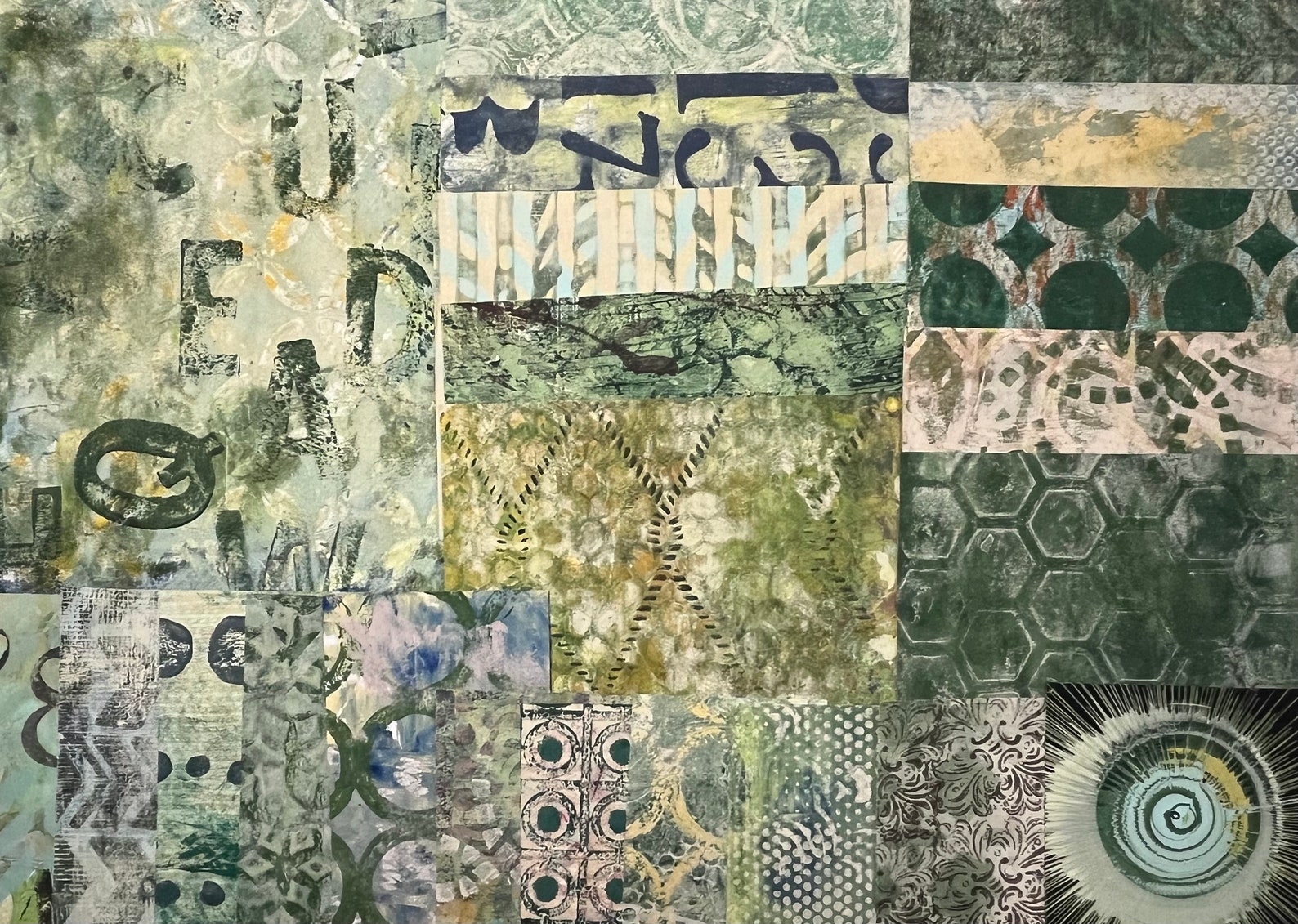 Assorted Green Gelli Plate Hand Painted Papers for Use in Collage ...