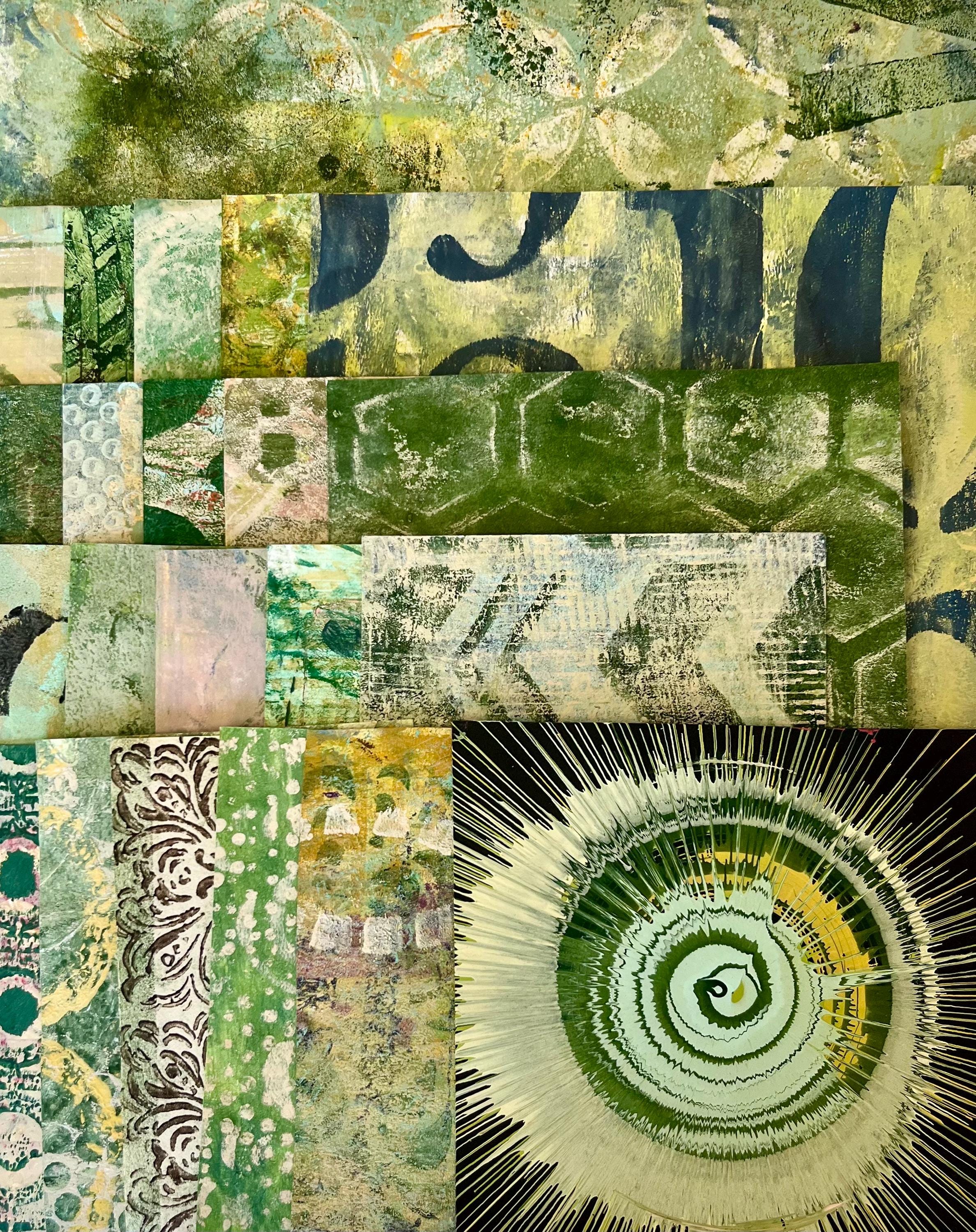 Assorted Green Gelli Plate Hand Painted Papers for Use in Collage ...