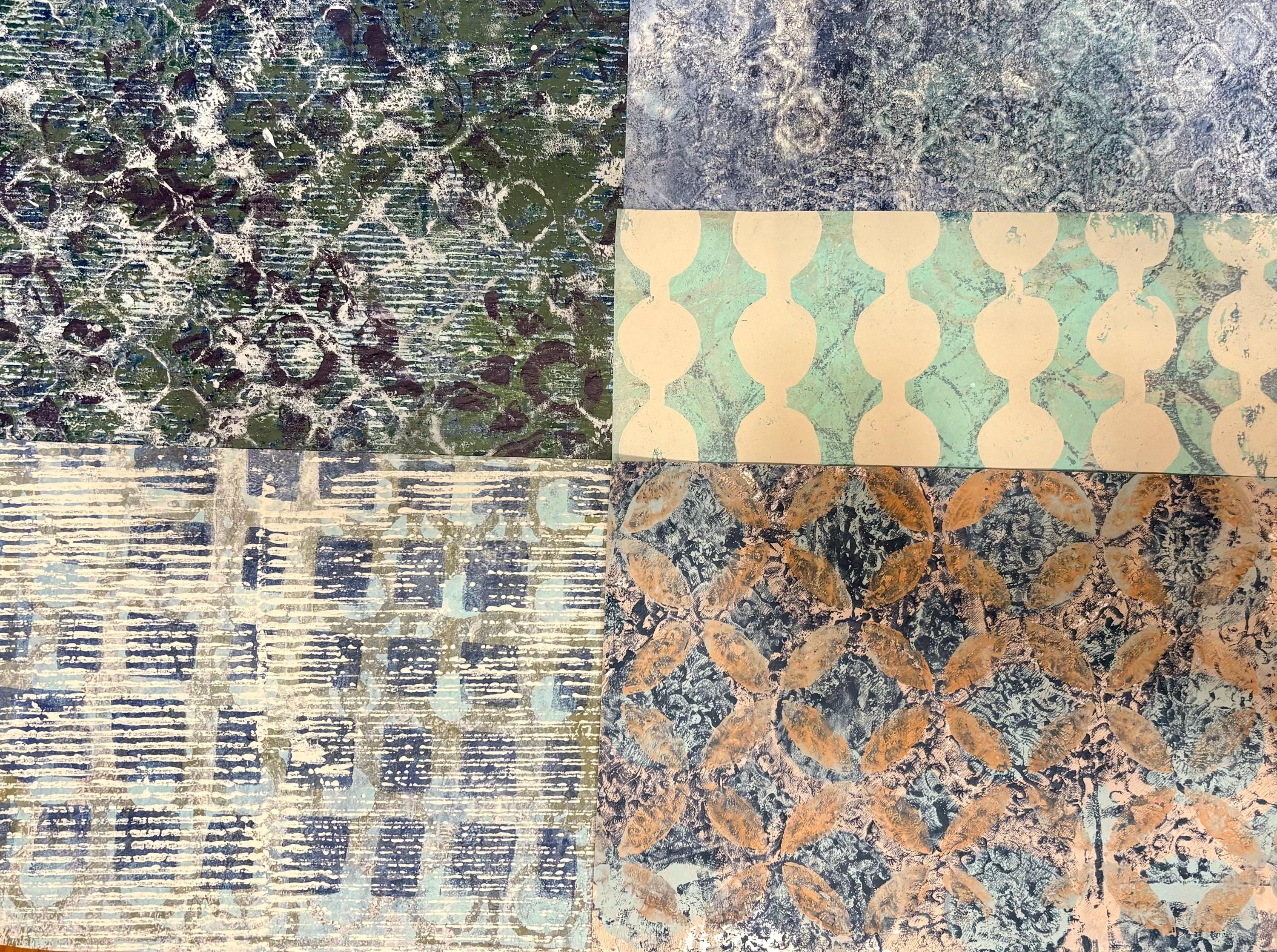 Assorted Blue Gelli Plate Handmade Papers for Use in Collages, Art ...