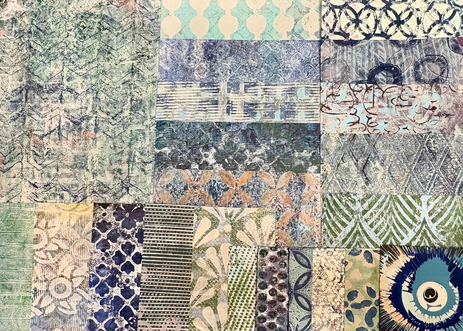 Assorted Blue Gelli Plate Handmade Papers for Use in Collages, Art ...