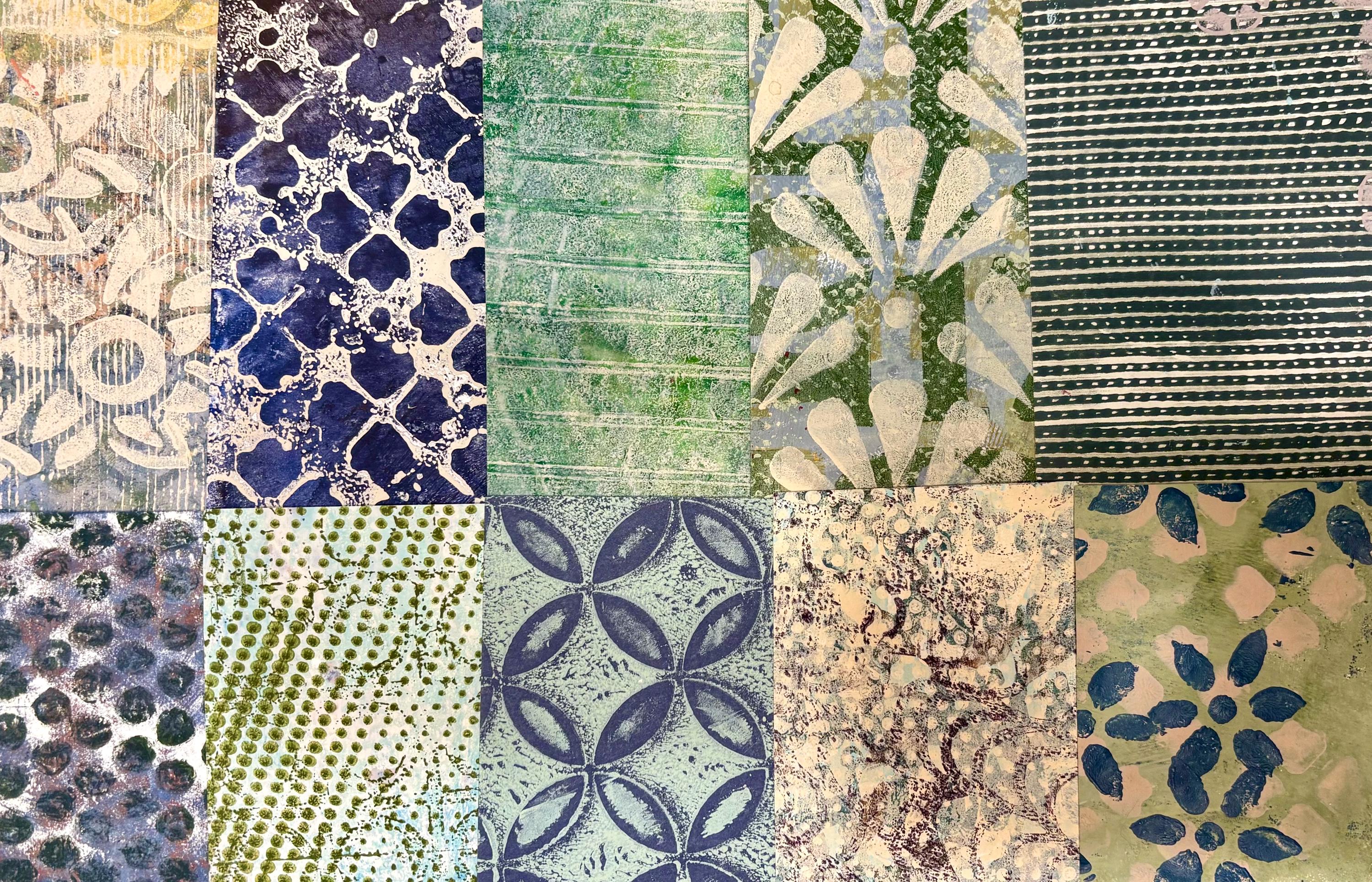 Assorted Blue Gelli Plate Handmade Papers for Use in Collages, Art ...