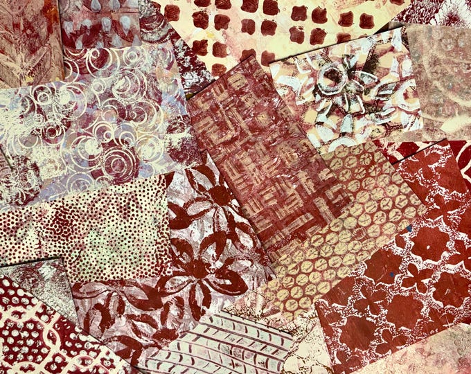 Assorted Red Handmade Hand Painted Gelli Plate Handmade Papers for Use ...