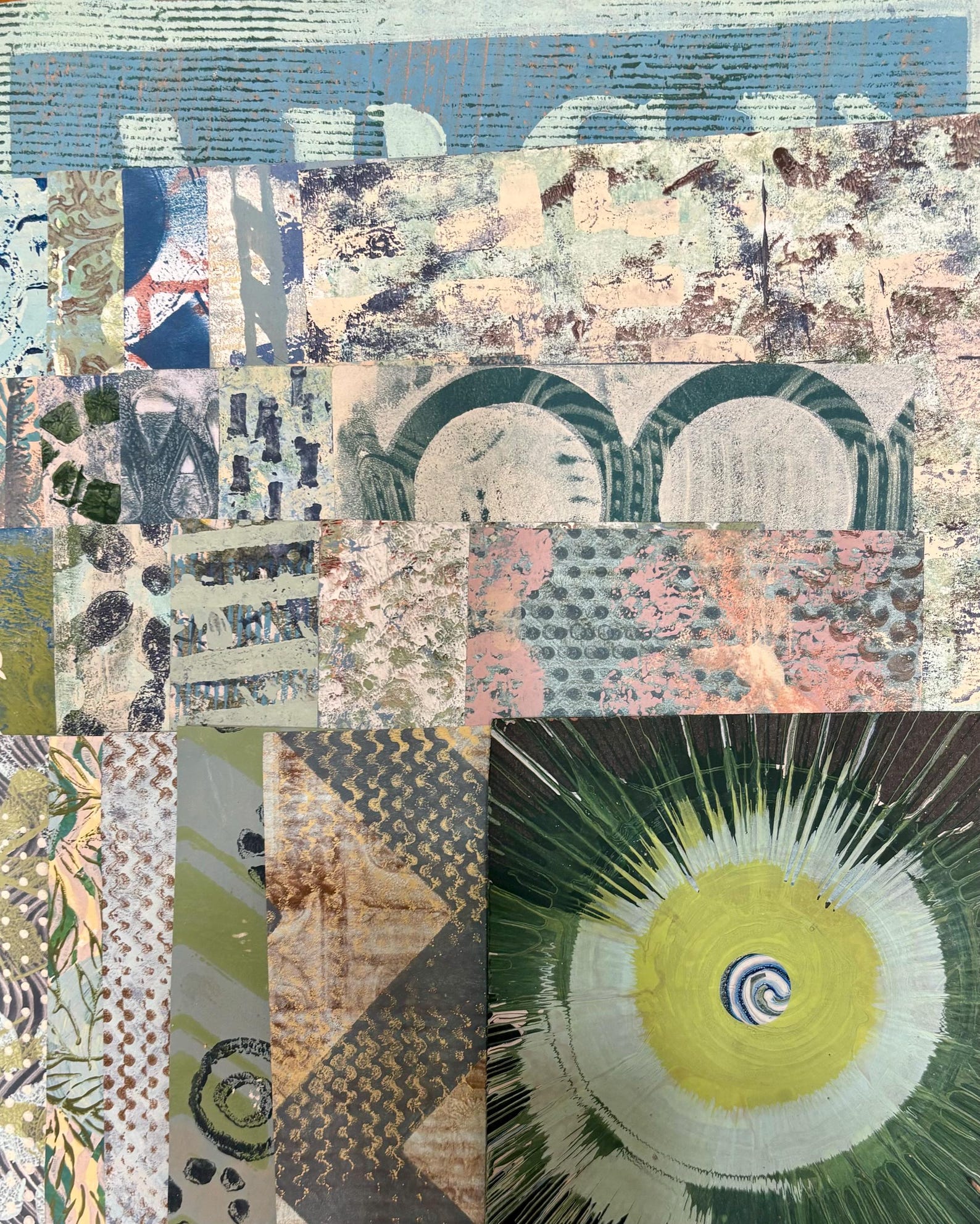 Assorted Blue Gelli Plate Handmade Papers for Use in Collage, Art ...