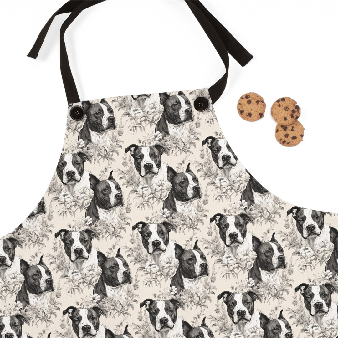 Pit Bull Mix Pattern Apron, Gift for Pit Bull Mix Owner, Black and ...