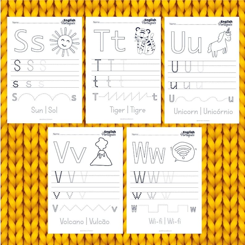 English & Portuguese Alphabet Tracing Worksheets: Preschool Handwriting ...