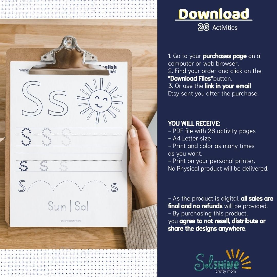 English & Portuguese Alphabet Tracing Worksheets: Preschool Handwriting ...