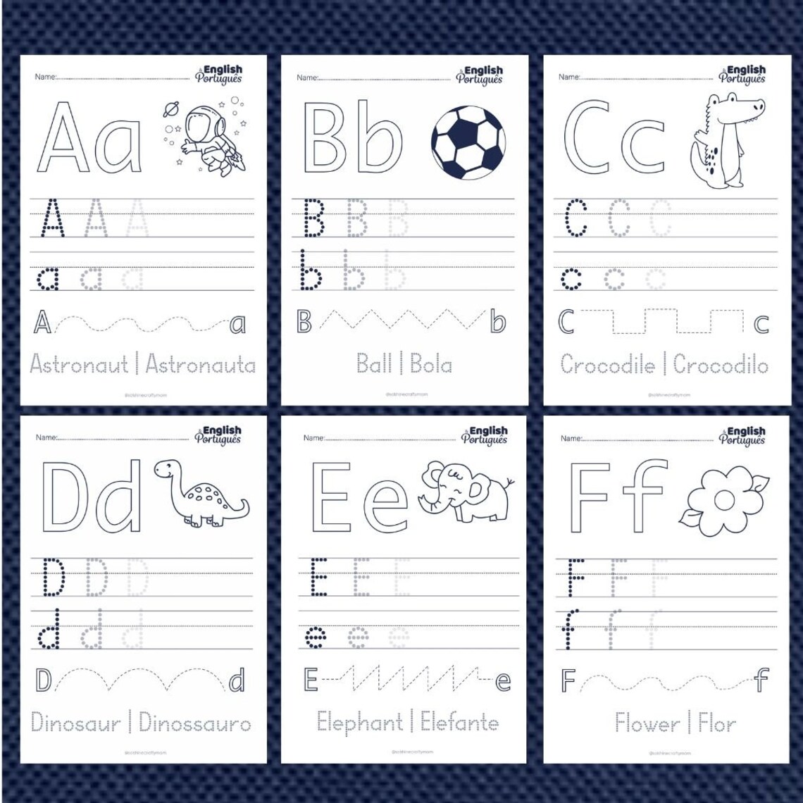 English & Portuguese Alphabet Tracing Worksheets: Preschool Handwriting ...