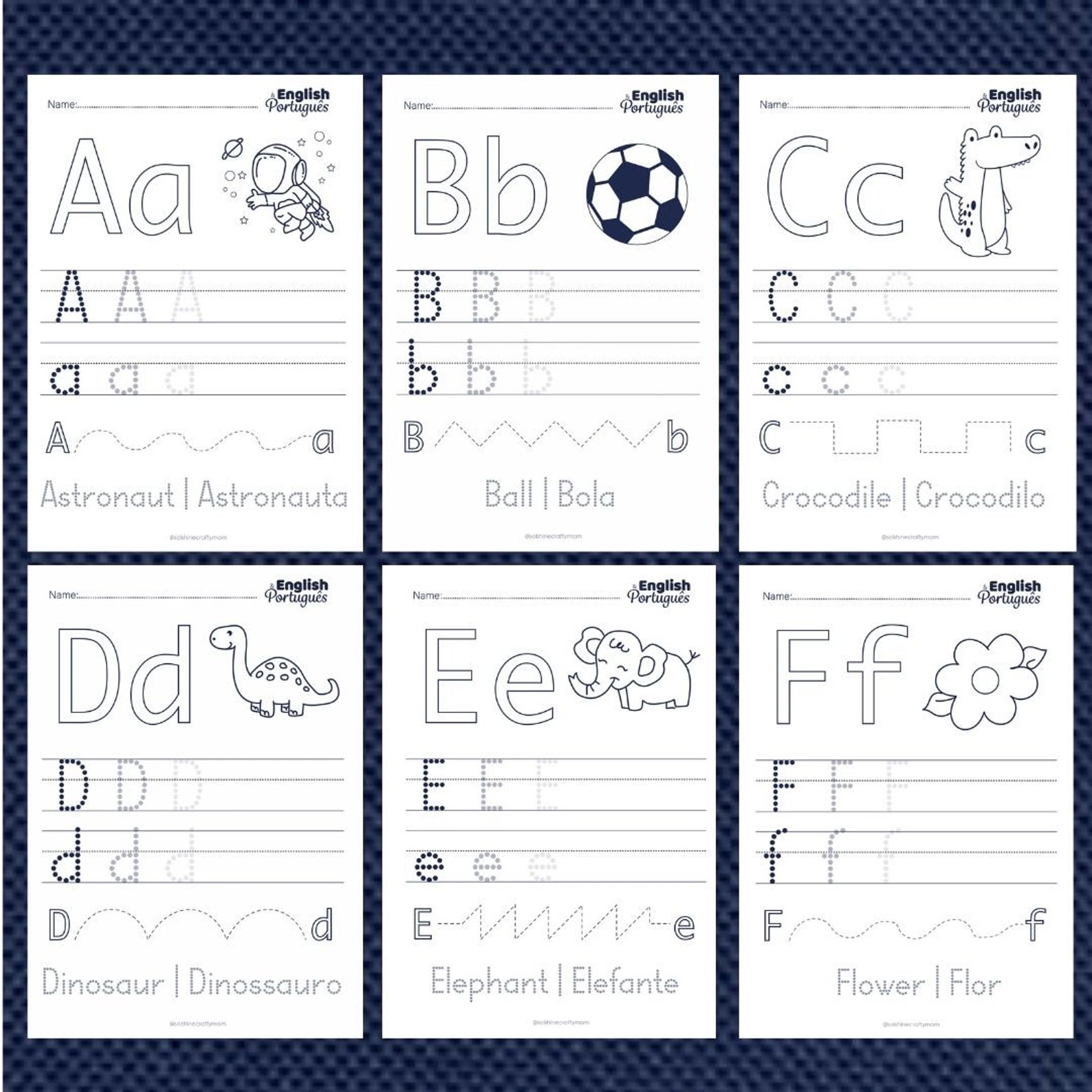 English & Portuguese Alphabet Tracing Worksheets: Preschool Handwriting ...
