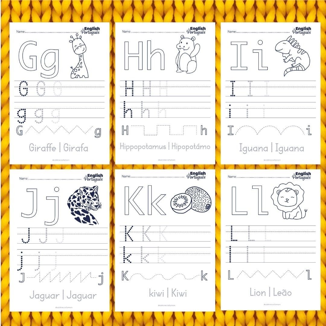 English & Portuguese Alphabet Tracing Worksheets: Preschool Handwriting ...