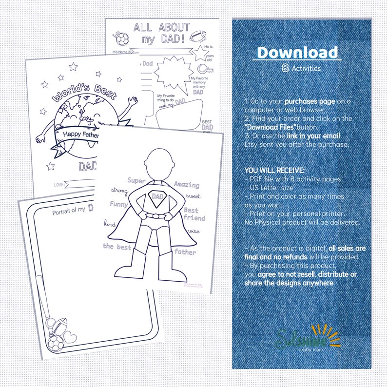 Father's Day Printables Activities, Coloring Pages, Notes for Daddy ...