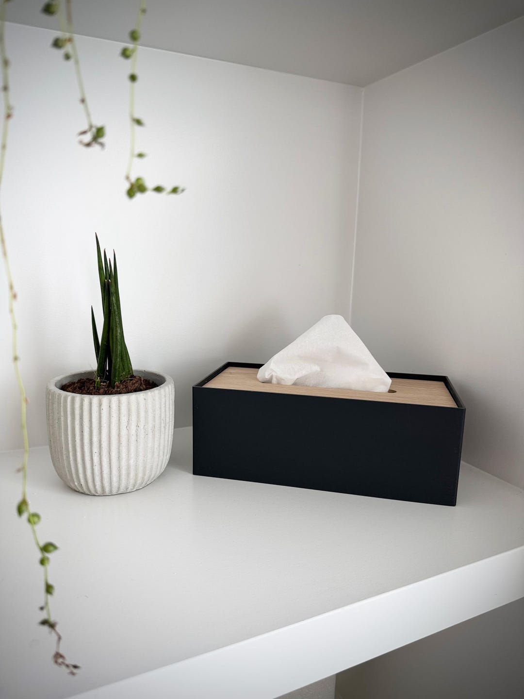 Rectangular Tissue Box Cover | Minimalist Bathroom Shell With Maple or ...