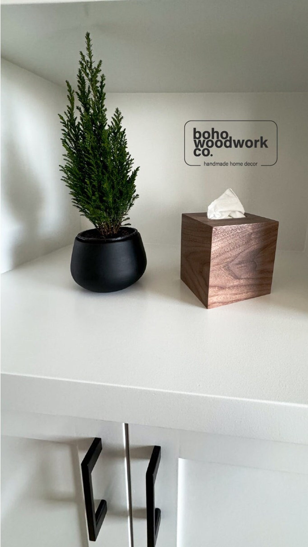 Decorative Cubed Walnut Tissue Box Cover | Unique Wood Tissue Cover ...