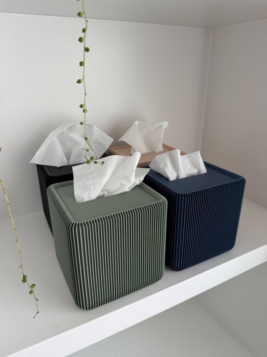 Modern Ribbed Tissue Box Cover Rc.1 | Fits Standard Cube Box ...
