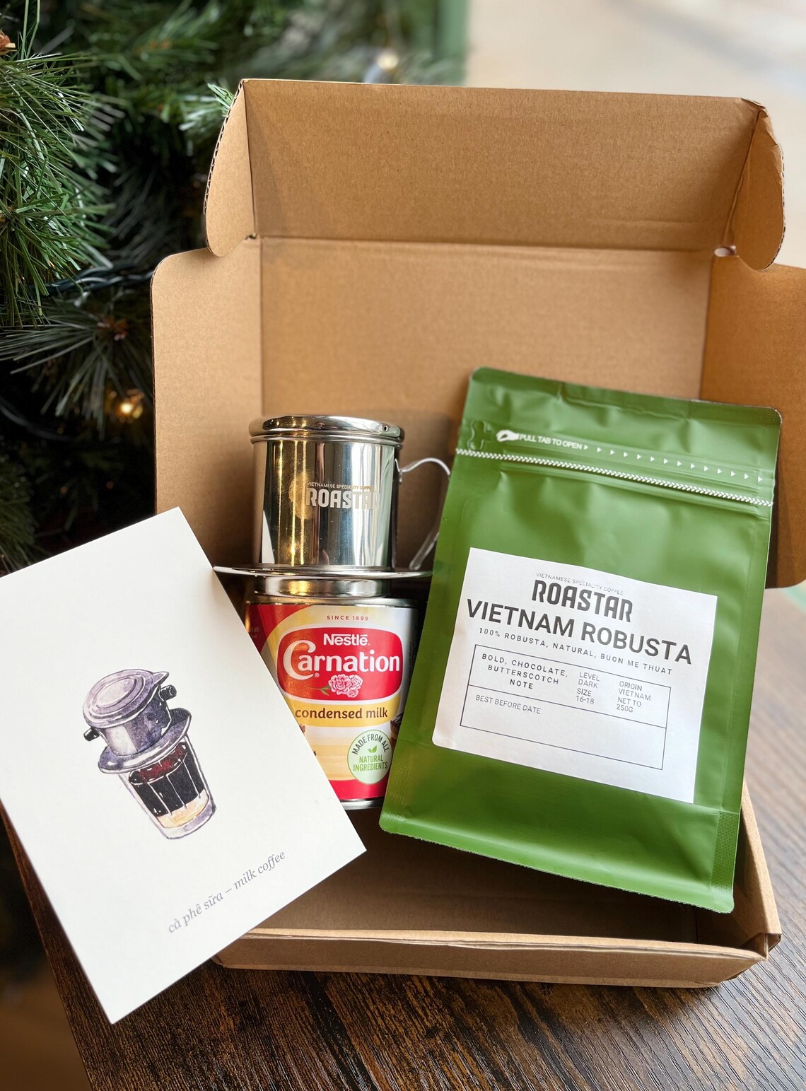 Vietnamese Coffee Gift Box, Robusta Beans, Phin Filter, Christmas Gift ...