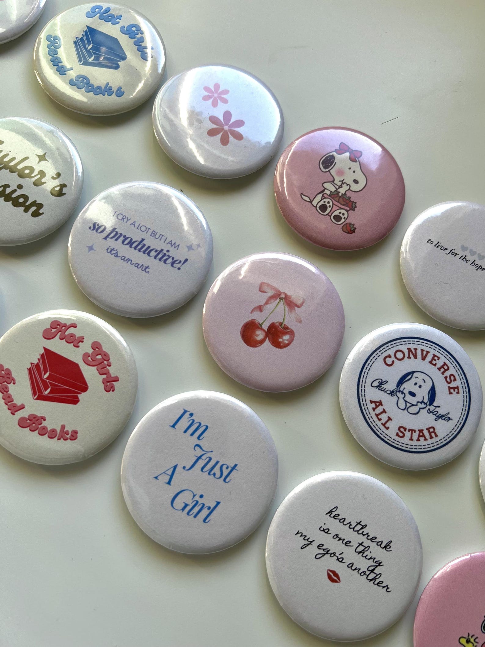 Coquette Pink Pin-back Buttons: Snoopy, Retro, & Bookish Designs - Etsy