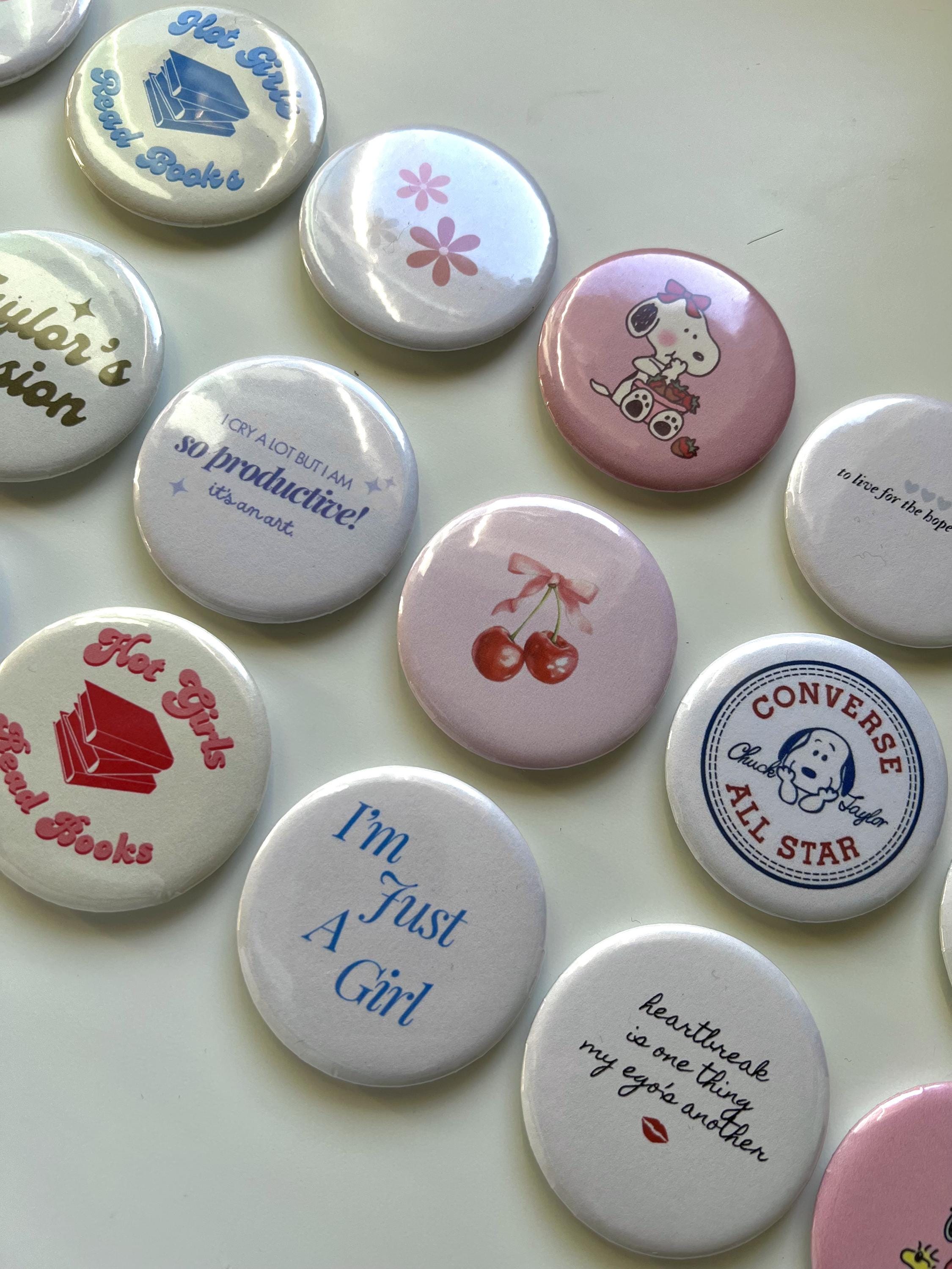 Coquette Pink Pin-back Buttons: Snoopy, Retro, & Bookish Designs - Etsy