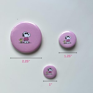 Coquette Pink Pin-back Buttons: Snoopy, Retro, & Bookish Designs - Etsy
