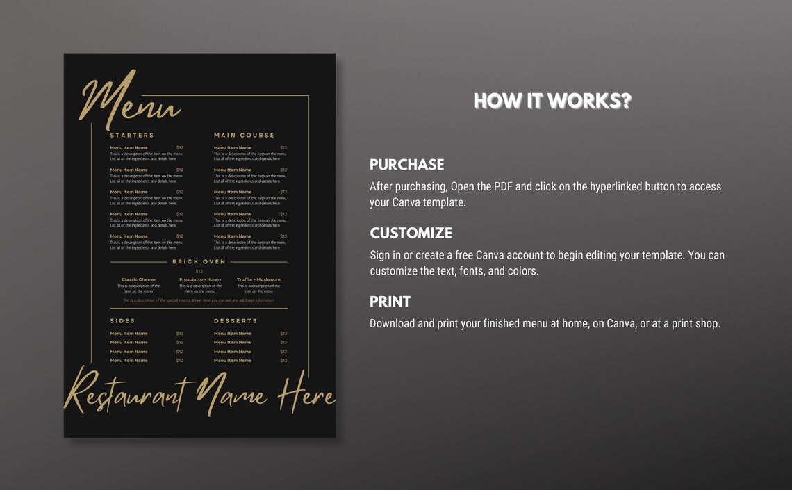 Neutral Modern Menu - Minimal Restaurant Menu Canva Template ...