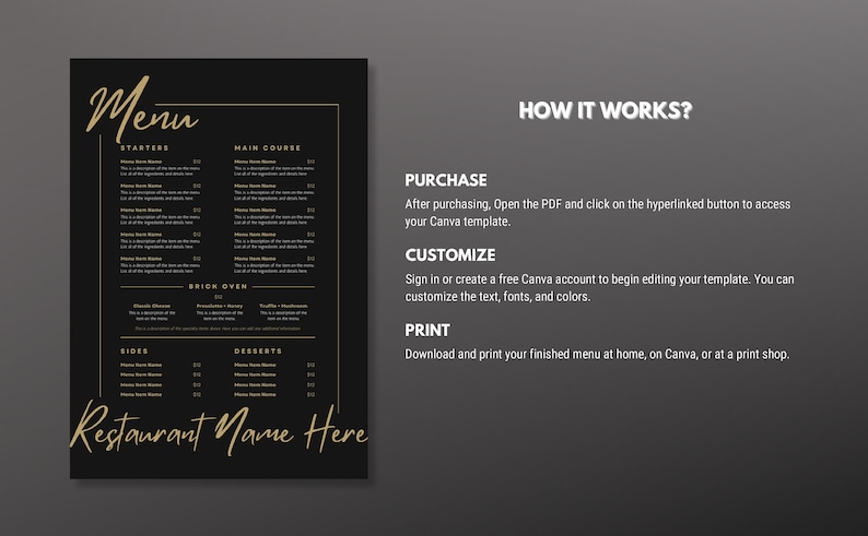 Neutral Modern Menu - Minimal Restaurant Menu Canva Template ...