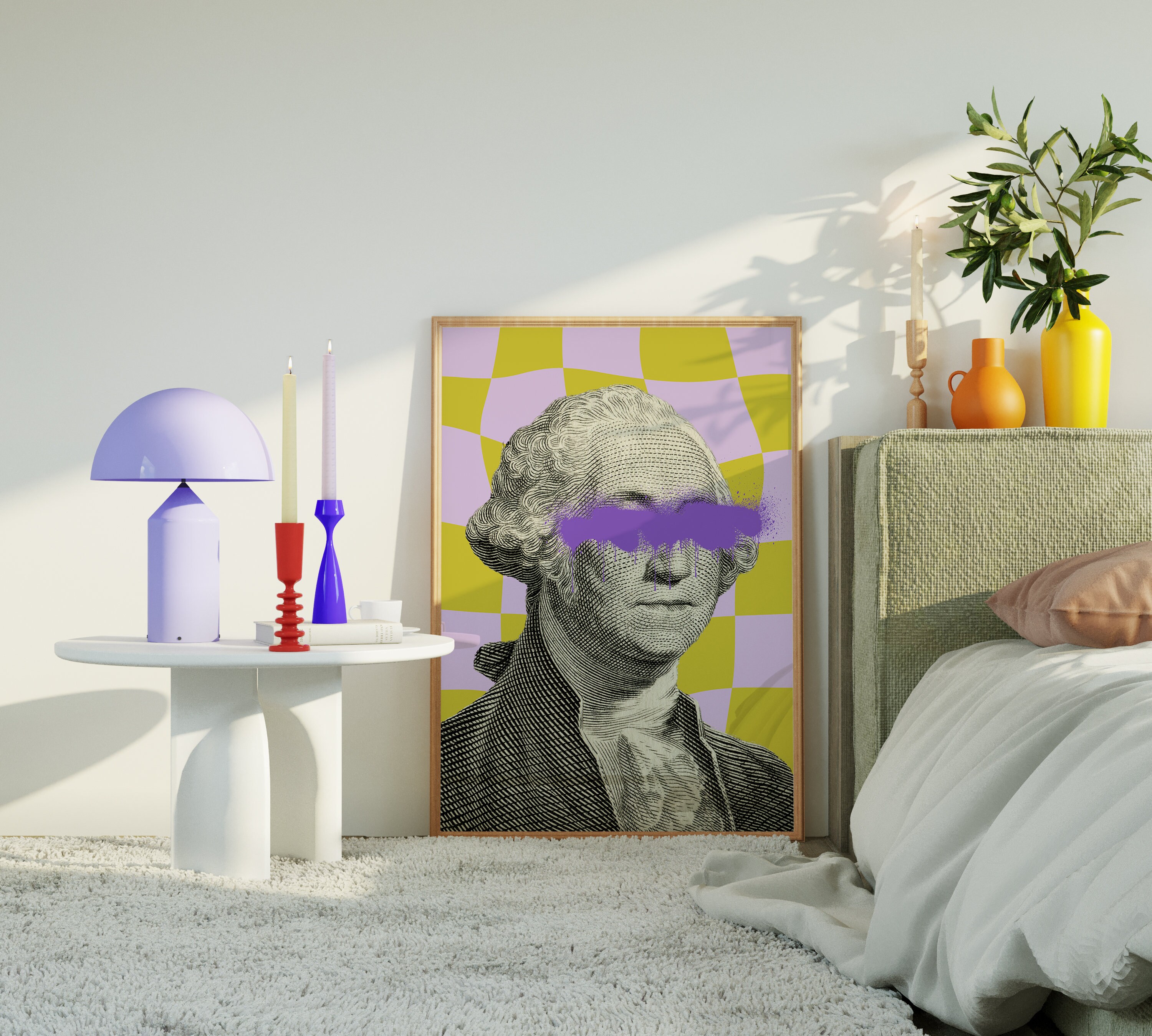 Altered Neon Portrait Art Set of 3 Eclectic Gallery Wall Maximalism ...