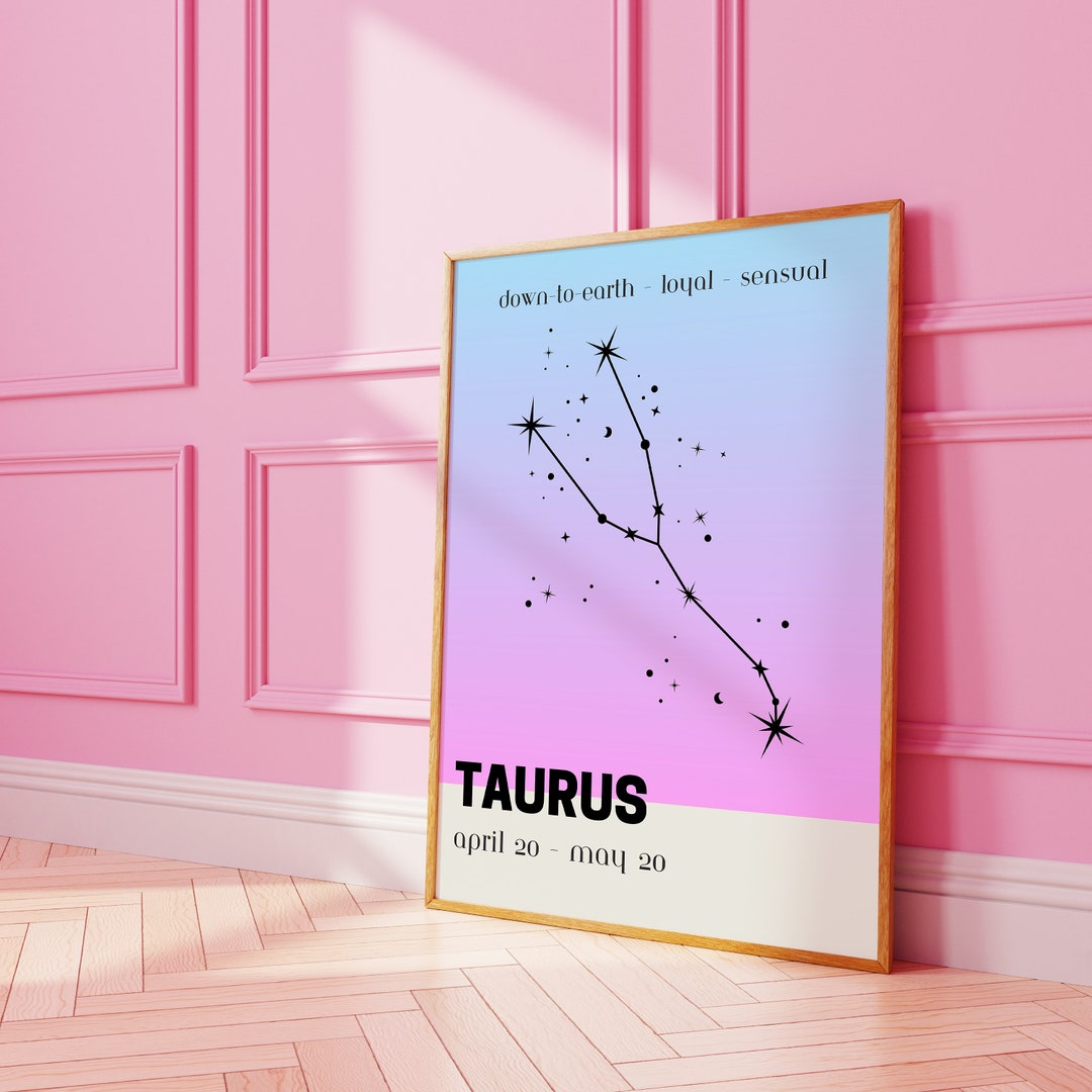 Taurus Zodiac Poster Astrology Art Print Personalized Star Sign Taurus ...