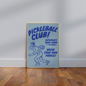 Pickleball Art Print, Vintage Ad, Retro Advertisement, Blue Wall Art ...