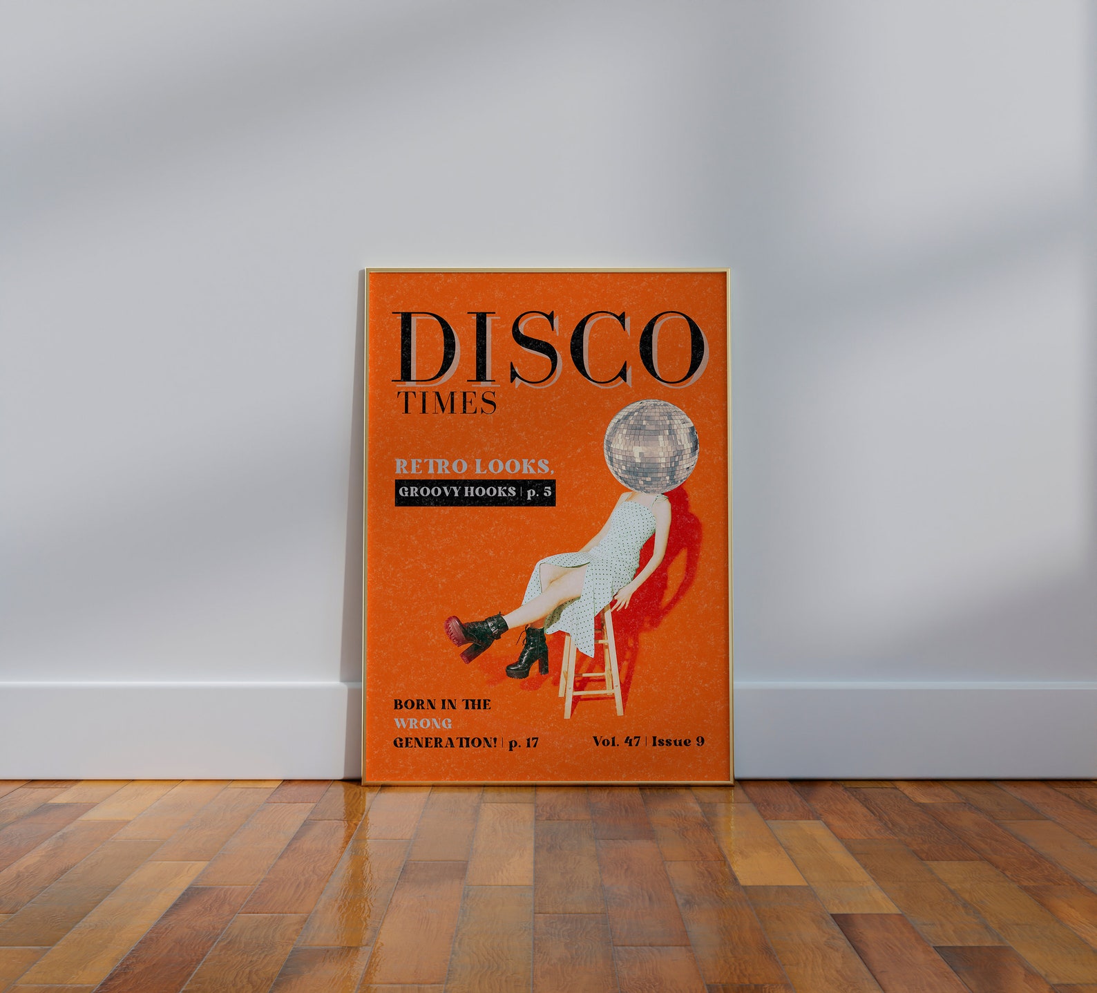 Disco Magazine Poster, Indie Room Decor, Girly Wall Art, Disco Ball ...