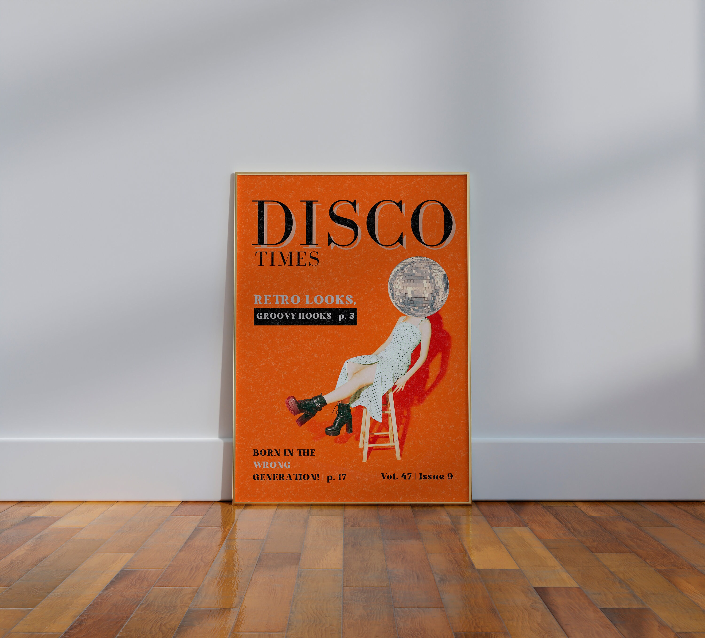 Disco Magazine Poster, Indie Room Decor, Girly Wall Art, Disco Ball ...