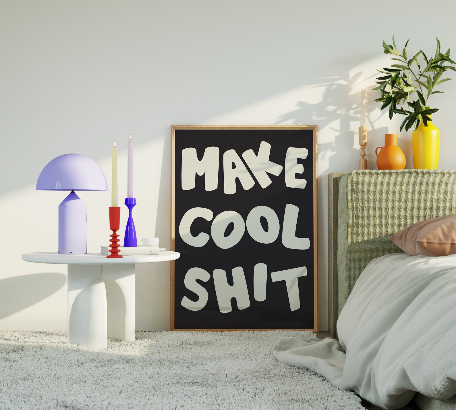 Make Cool Shit Print, Typography Art, Black and White Decor, Trendy ...