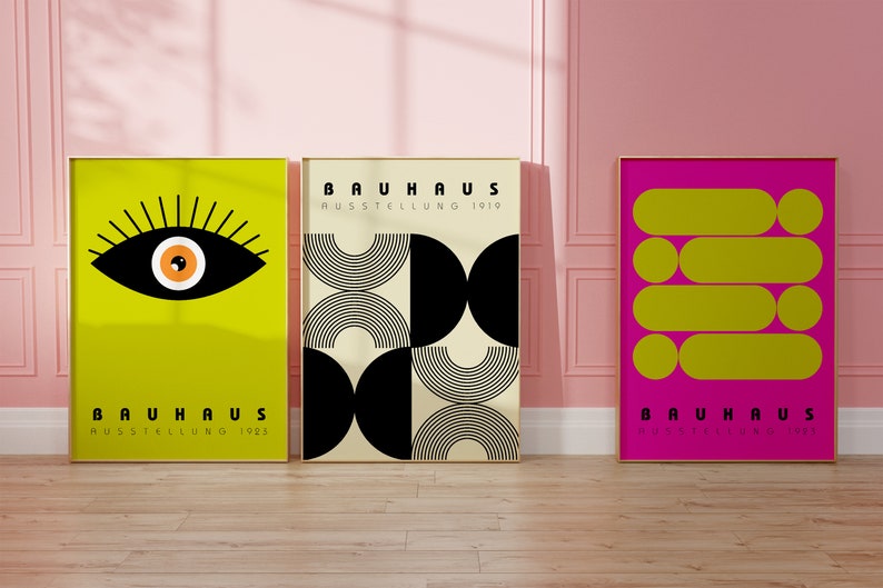 Neon Bauhaus Prints Set of 6 Mid Century Modern Art Maximalism Decor ...