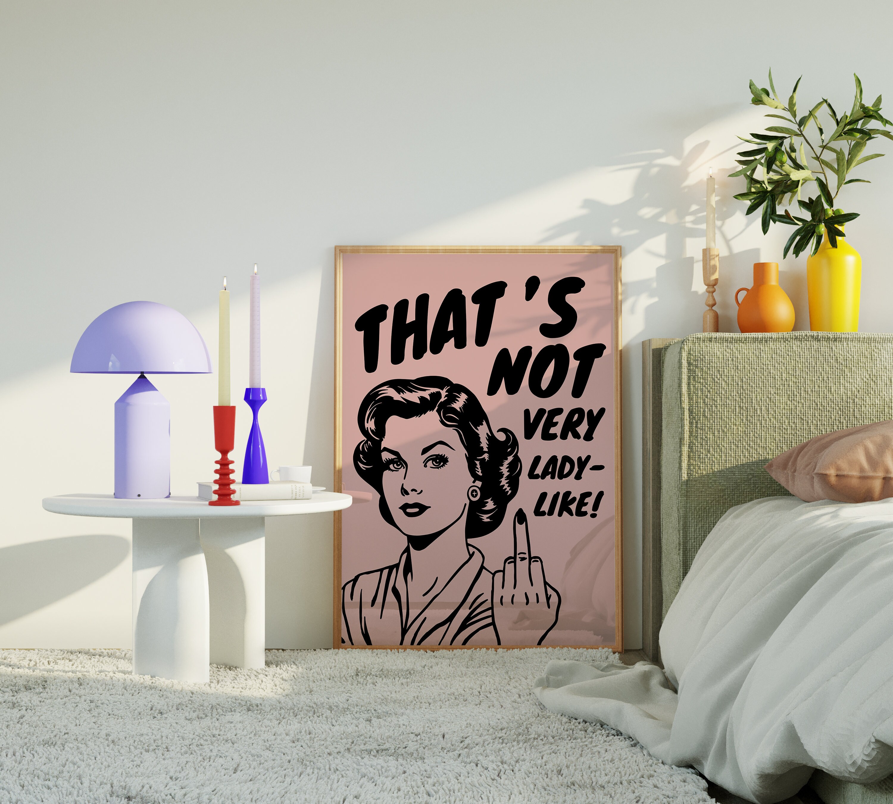 That's Not Very Lady Like Print, Retro Feminist Art, Funny Typography ...