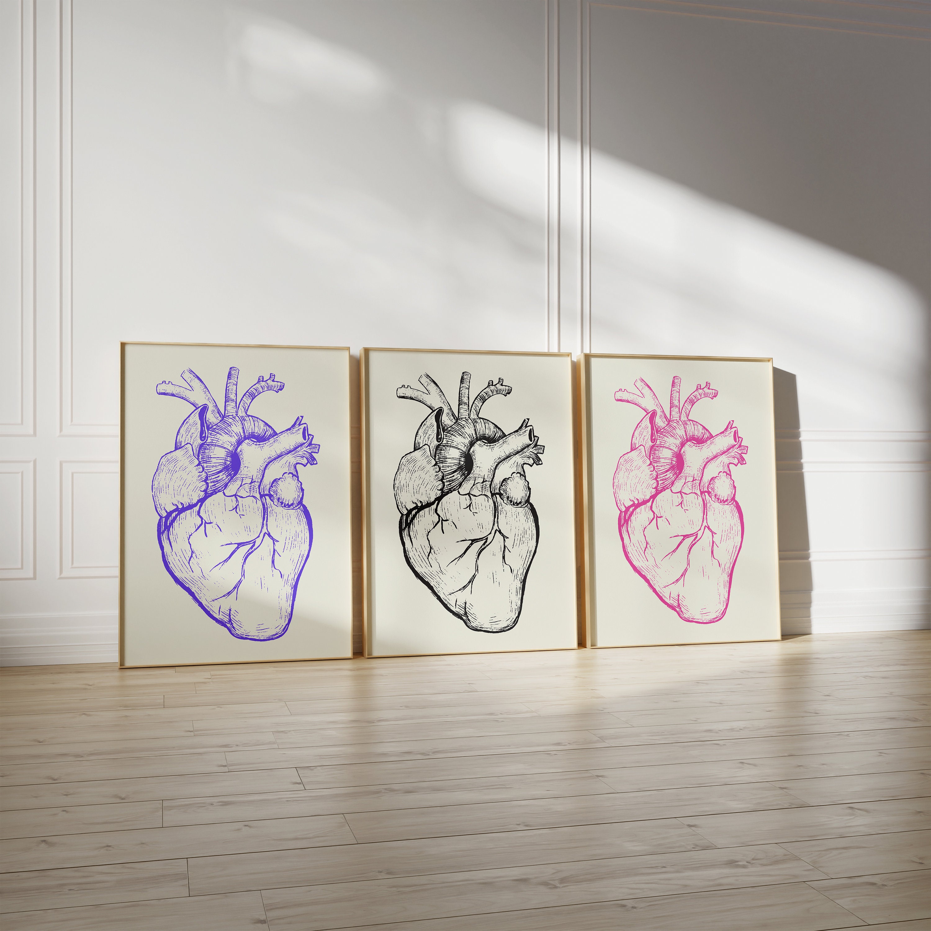 Heart Anatomy Prints Set of 3 College Dorm Decor - Etsy