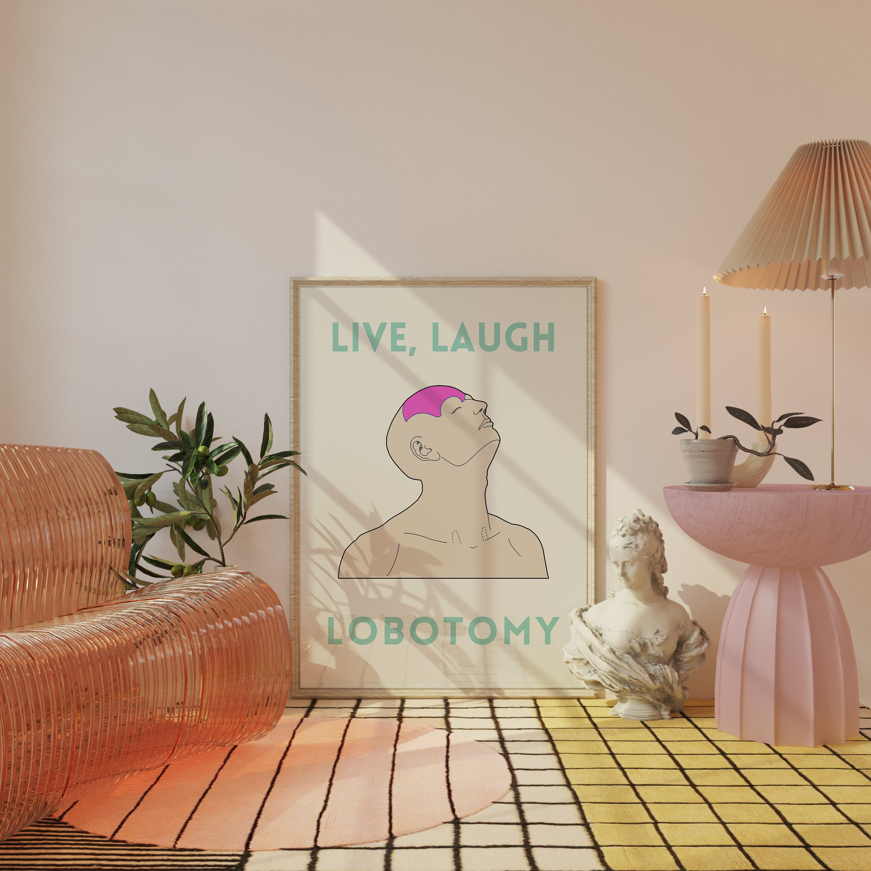 Live Laugh Lobotomy - Quirky Art Print - Maximalism Decor - Funny ...