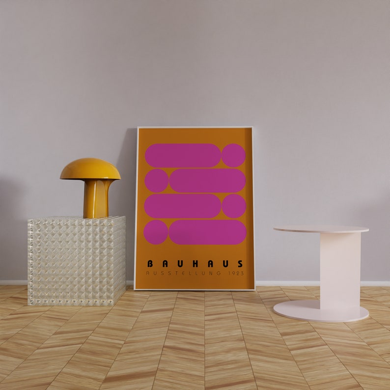 Orange Pink Bauhaus Set of 6 Colorful Prints Maximalism Decor Bauhaus ...