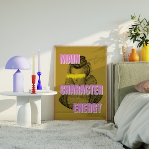 Main Character Energy Print - Altered Portrait Art - College Dorm Decor ...