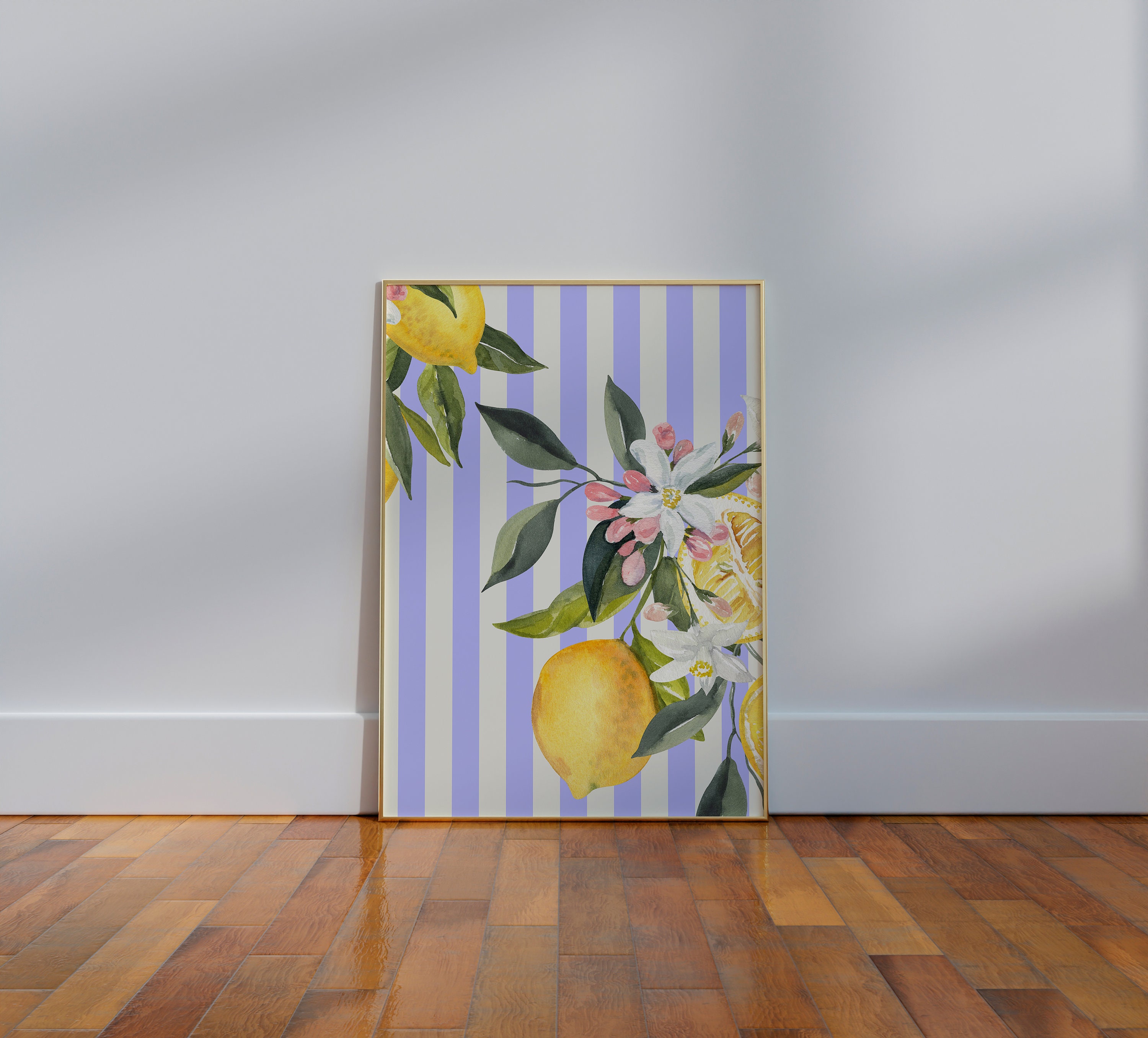 Blue Stripe Lemon Print - Set of 3 - Lemons of Amalfi - Maximalism ...
