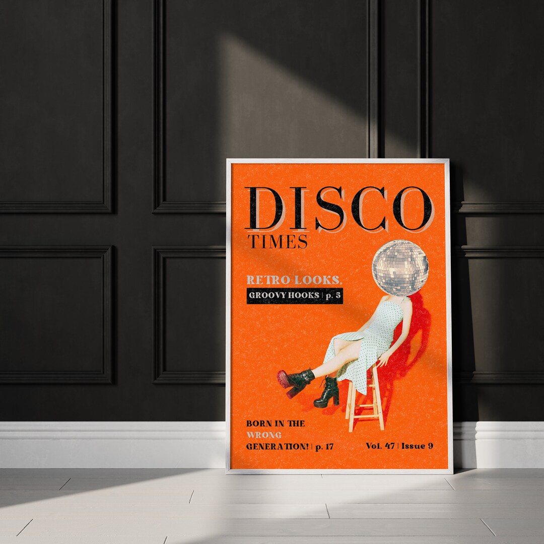 Disco Magazine Poster, Indie Room Decor, Girly Wall Art, Disco Ball ...
