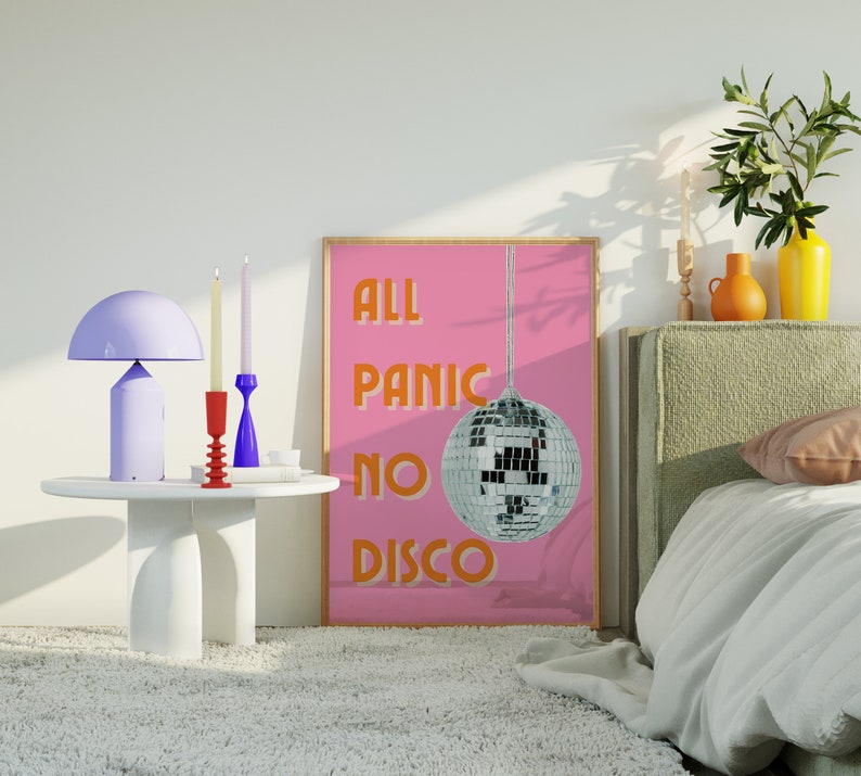 All Panic No Disco - Maximalism Decor - Typography Art - Disco Cowgirl ...
